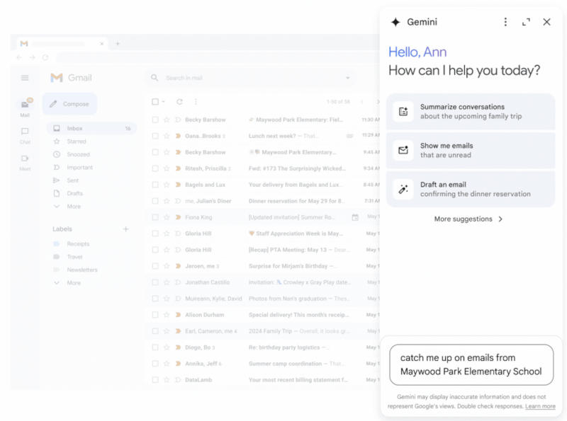 В Gmail начал работать ИИ-помощник Google Gemini | KV.by